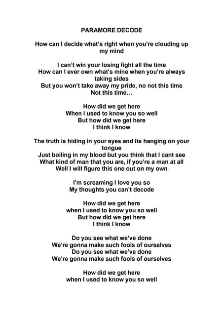 Paramore decode | PPTX