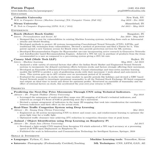 Param Popat Resume | PDF
