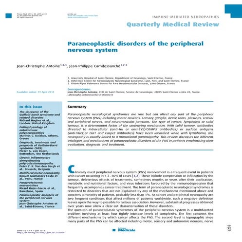 Paraneoplastic disorders of the peripheral nervous system | PDF | Brain and Nervous System ...
