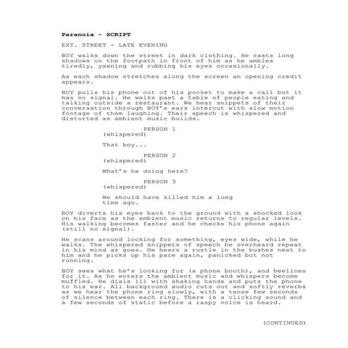 Paranoia Script (UPDATED) | PDF