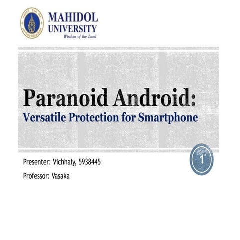Paranoid android versatile protection for smartphone | PPTX | Operating ...