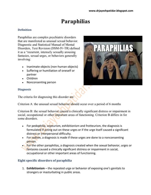 PARAPHILIA presentation by medical students | PPT