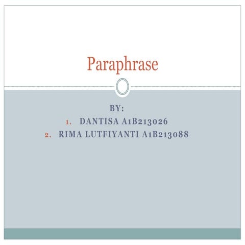 Paraphrase, Quotation, and Summary | PPT