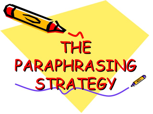 Summarizing and paraphrasing | PPTX