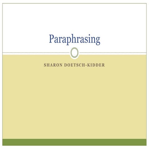 Paraphrasing | PPTX