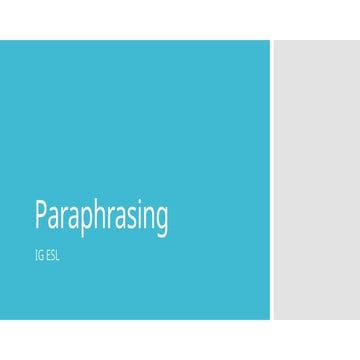 Paraphrasing Techniques for summary wiriting | PPTX