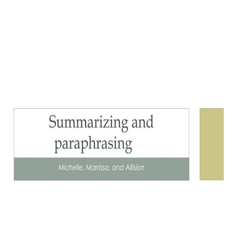 Paraphrasing2 | PPT | Homework and Study | Education