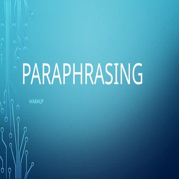 Paraphrasing activity - using paraphrasing to play a game | PPT