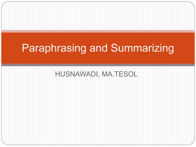 Paraphrasing techniques | PPT