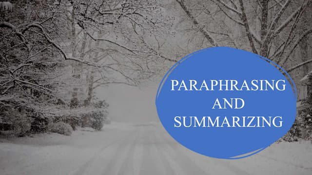 Quotation, paraphrasing and summarizing | PPT