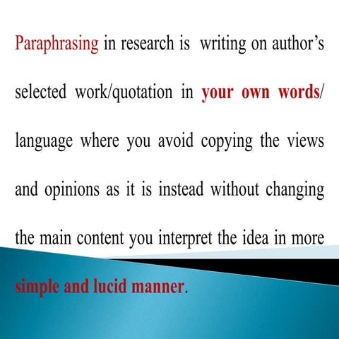 Paraphrasing in research | PPTX