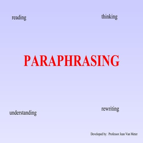 Paraphrasing/Note Taking for Research | PPT