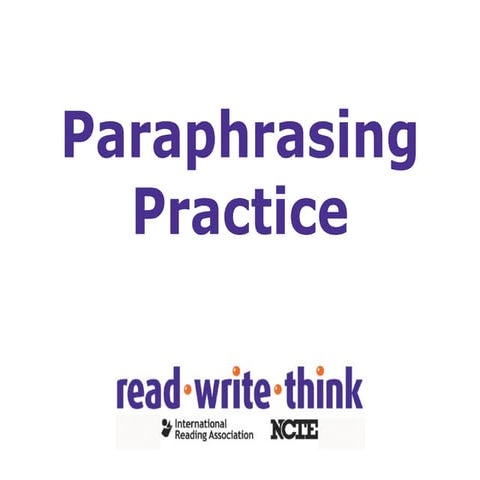 Paraphrasing Practice | PPT