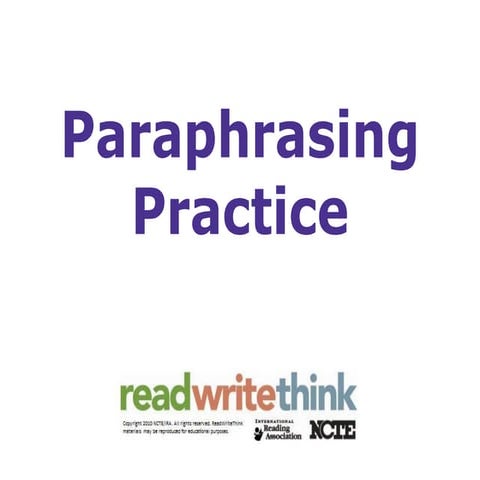 Paraphrasing Practice | PPT