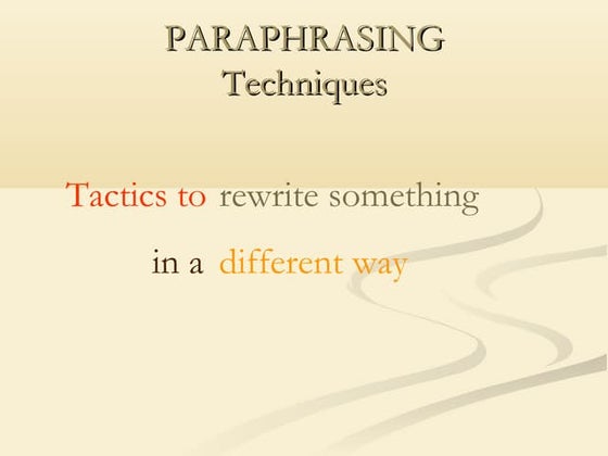 Paraphrasing | PPT | Programming Languages | Computing