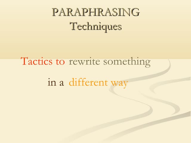 Paraphrasing | PPT