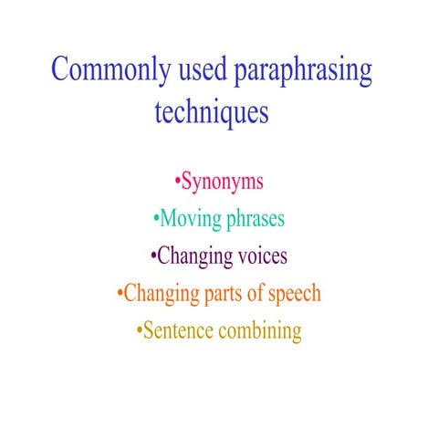 Paraphrasing techniques | PPT