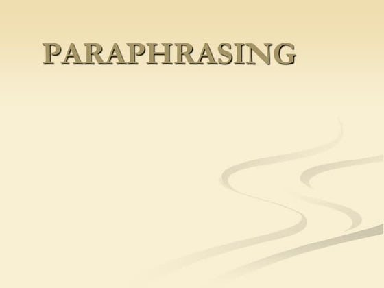 Paraphrasing techniques | PPT