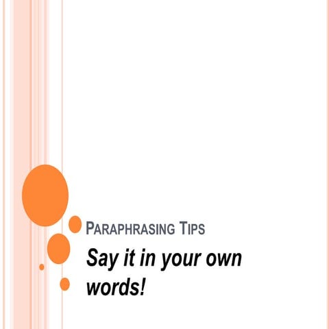 Paraphrasing Tips | PPT