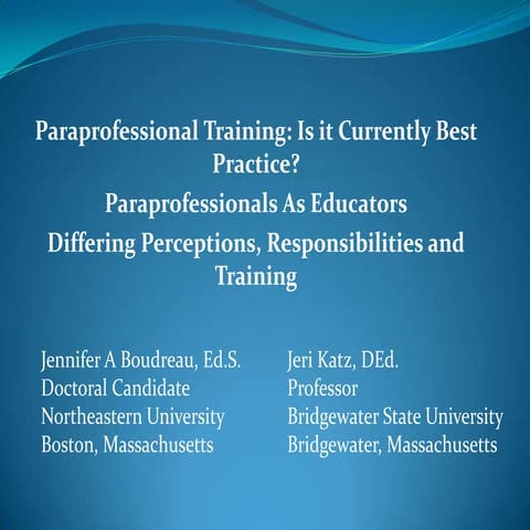 Paraprofessional Training: Is it Currently Best Practice? | PPTX