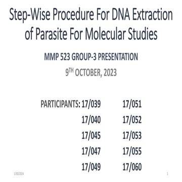 Isolation of DNA from parasites | PPTX