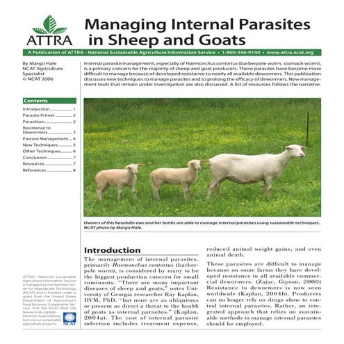 Managing Internal Parasites in Sheep and Goats | PDF