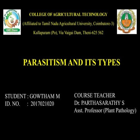 Parasitism and its types | PPTX | Biological Sciences | Science