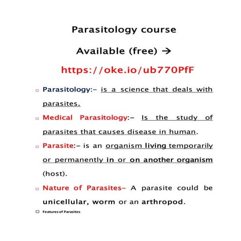 Parasitology 101 | PDF