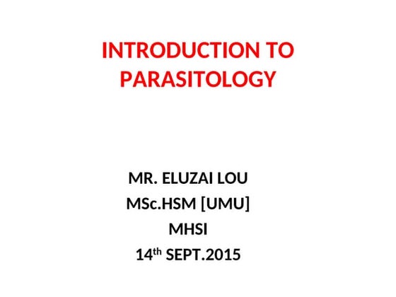Introduction to medical parasitology | PPT