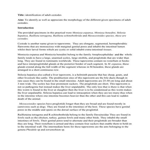 Parasitology lab3 | PDF | Free Download