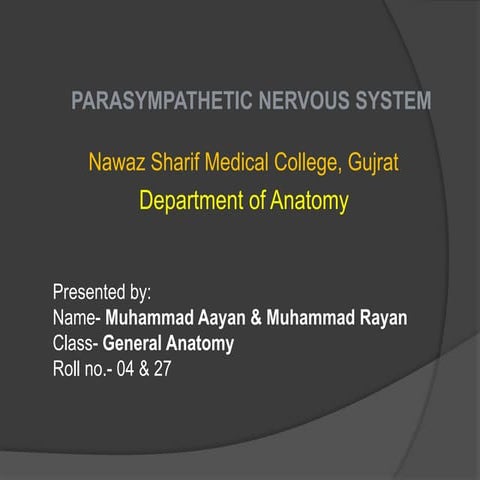 Parasympathetic Nervous System slides ppts | PPTX