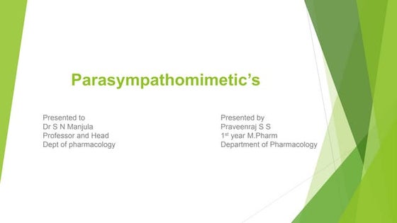 PARASYMPATHOMIMETIC DRUGS Classification and SAR.pptx | Brain and ...