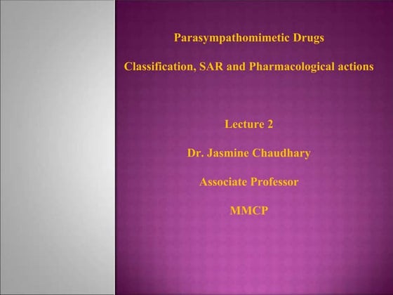 Parasympathomimetics and parasympatholytics Pharmacology. | DOCX