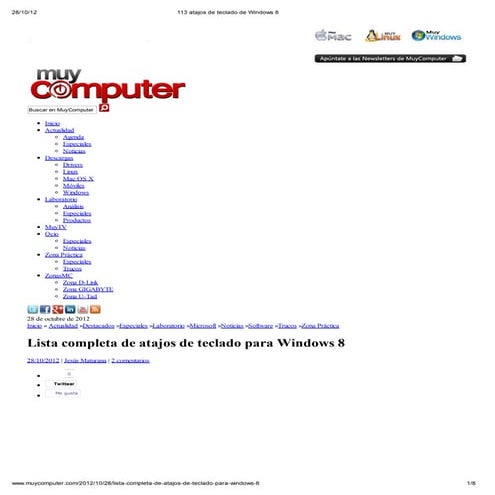 Guía de atajos de teclado en Windows | PDF