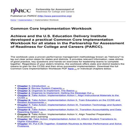 Parcc common core implementation workbook - 2012-08-16 | PDF