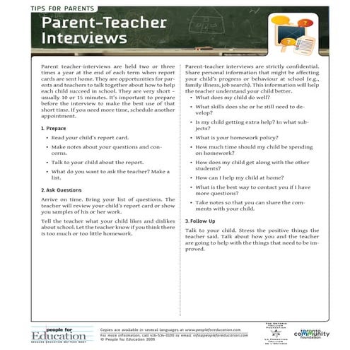 Tips for Parent-teacher interviews | PDF