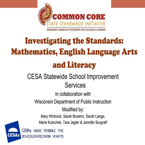 Common Core Standards for Parents | PPTX | College Education | Education