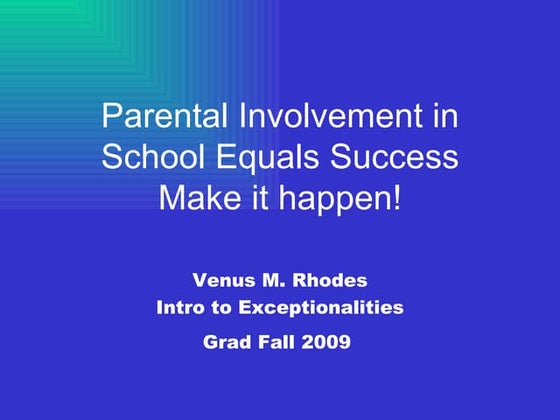 Parental involvement powepoint | PPTX | Parenting | Family and Relationships