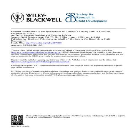 Parental involvement in the development of children's reading skill | PDF
