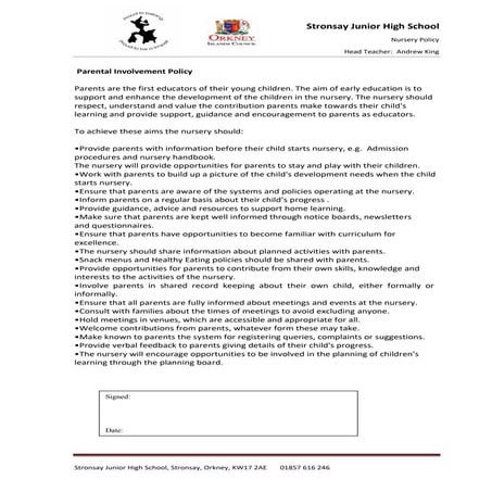 Transition policy nursery | PDF