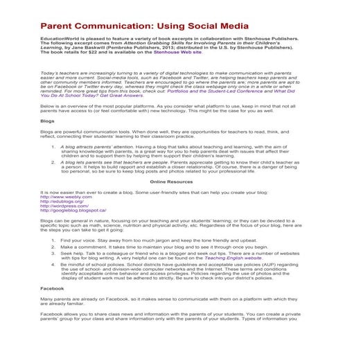 Parent communication and social media | PDF