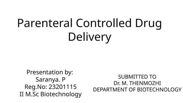 PARENTERAL CONTROLLED DRUG DELIVERY SYSTEM(PCDDS) | PPTX