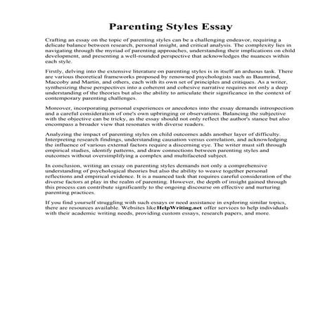 Parenting Styles Essay | PDF