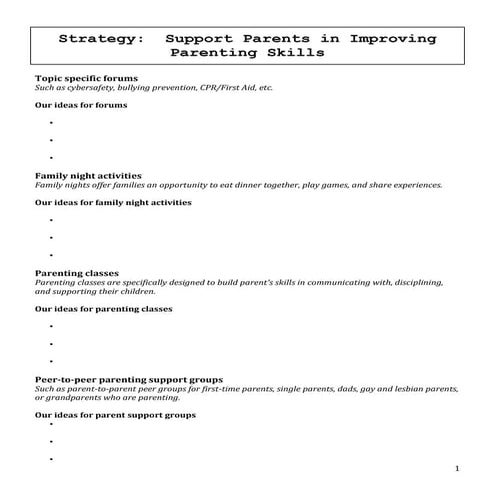 Parent involvement strategies handouts | PDF