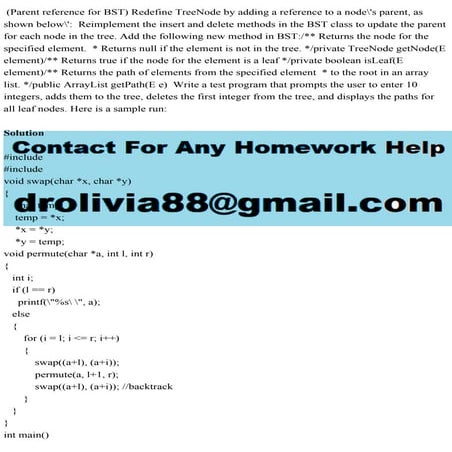 (Parent reference for BST) Redefine TreeNode by adding a reference to.pdf