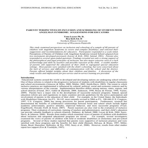 Parents’ perspectives on inclusion and schooling of students with ...