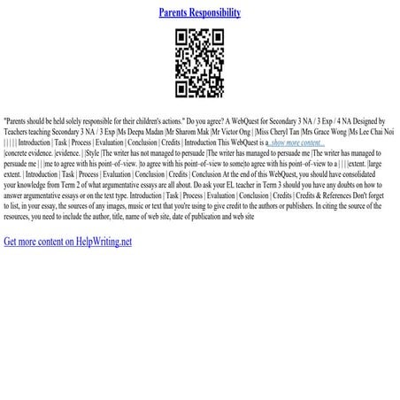 Parents Responsibility | PDF