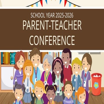 Parent Teacher Conference Classroom Presentation in Colorful Cartoon ...