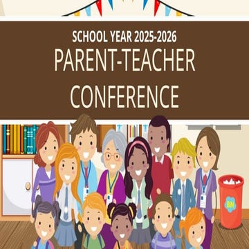 Parent Teacher Conference Classroom Presentation in Colorful Cartoon ...