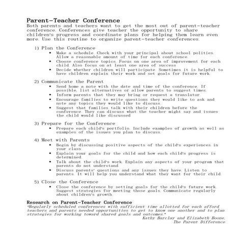 Parent Teacher Conferences | DOC | Parenting Children Aged 4-11 | Parenting